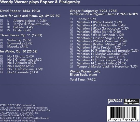 Wendy Warner & Ellen Buck - Warner Plays Popper & Piatigorsky (CD ...