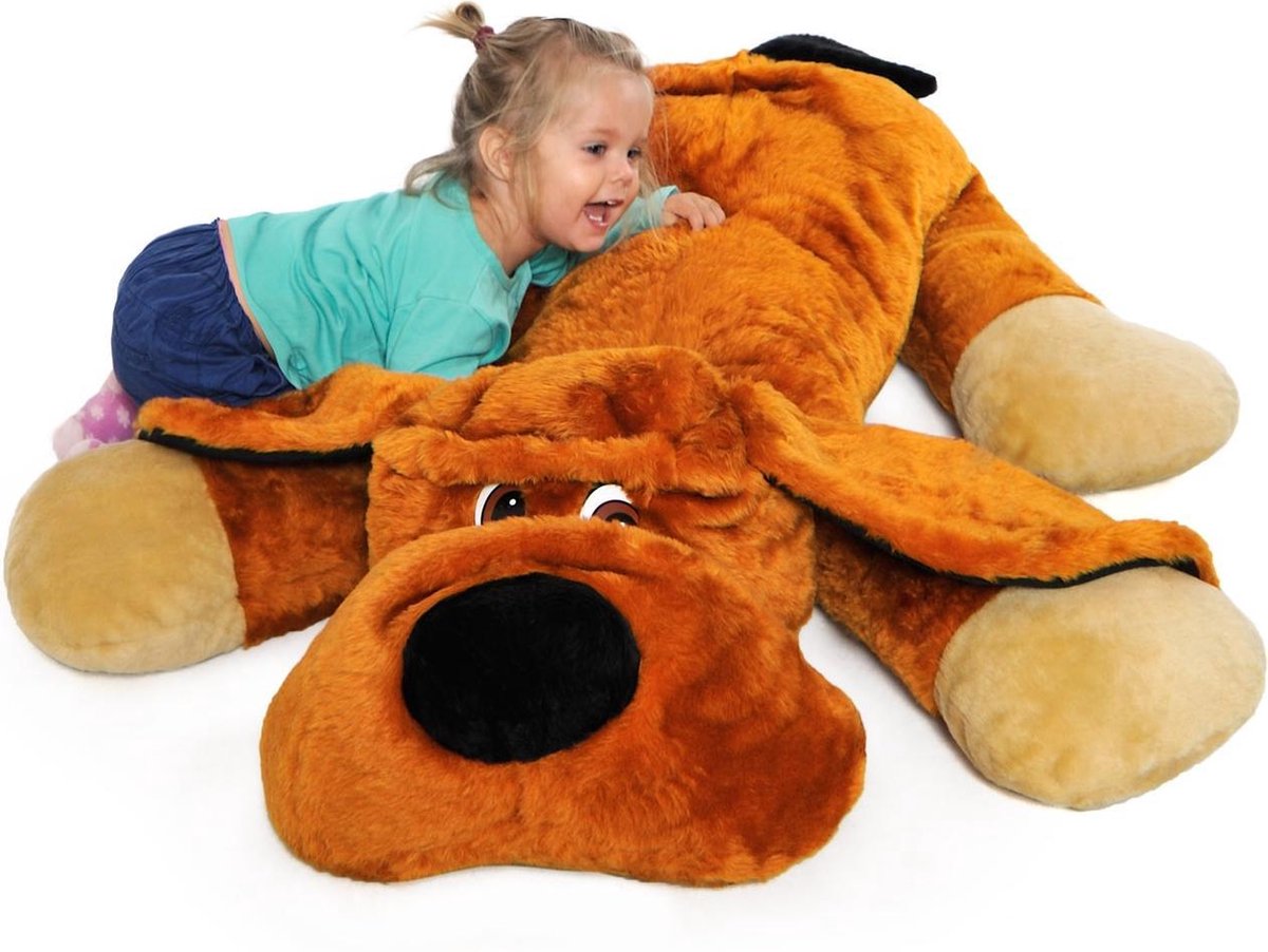 Grote knuffel hond oranje 110 cm XL | bol.com