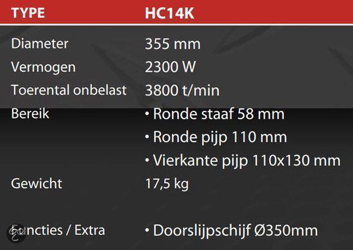 Keyang HC-14k Doorslijpmachine - 2300 Watt - 350 mm - Inclusief Doorslijpschijf | bol.com