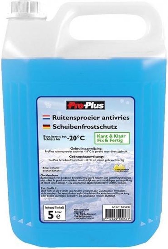 Proplus Ruitensproeiervloeistof Antivries -20°c Kant&klaar 5l | bol.com