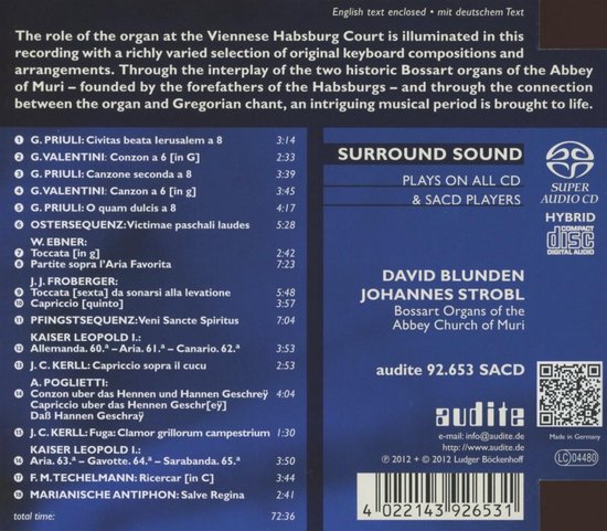 David Blunden & Johannes Strobl - Music For Two Organs (Super Audio CD ...