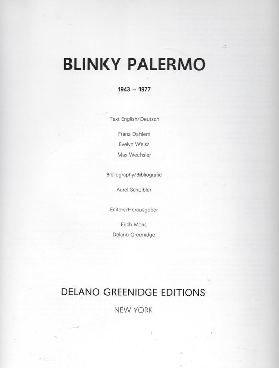 Blinky Palermo 1943-1977, DAHLEM, Franz | 9780920445013 | Boeken | bol.com