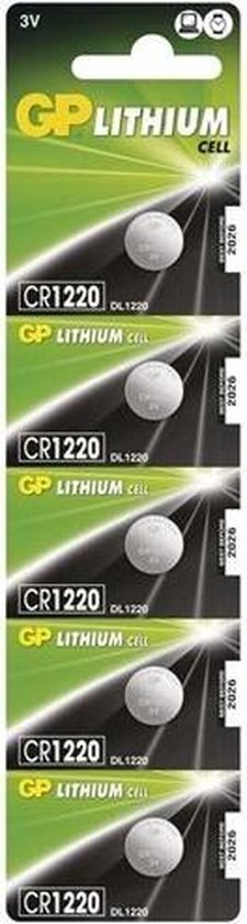 10 Stuks (2 Blisters a 5St) - GP CR1220 3V 40mAh lithium knoopcelbatterij | bol.com