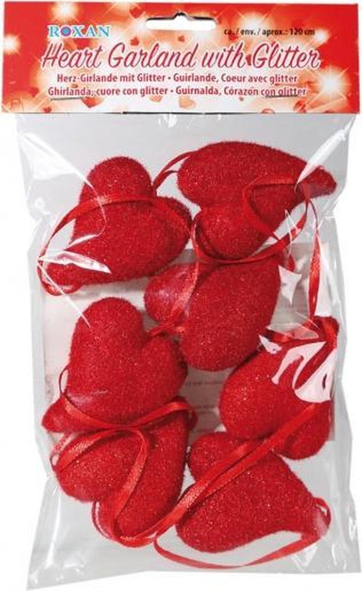 Glitter hartjes deco versiering slinger 120 cm - Valentijn ...