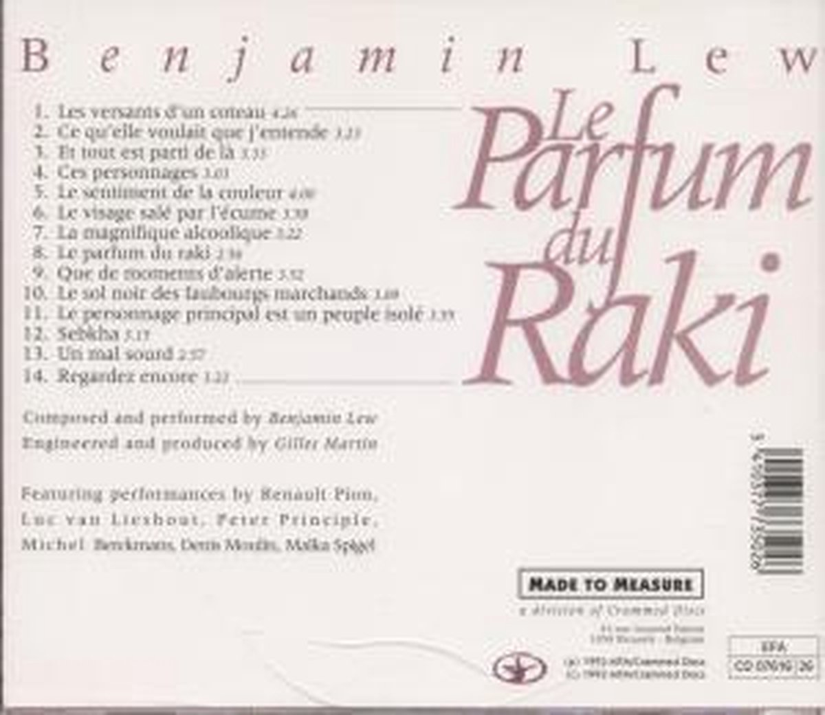 Benjamin Lew - MTM Vol.35 - Le Parfum Du Raki (CD), Benjamin Lew ...