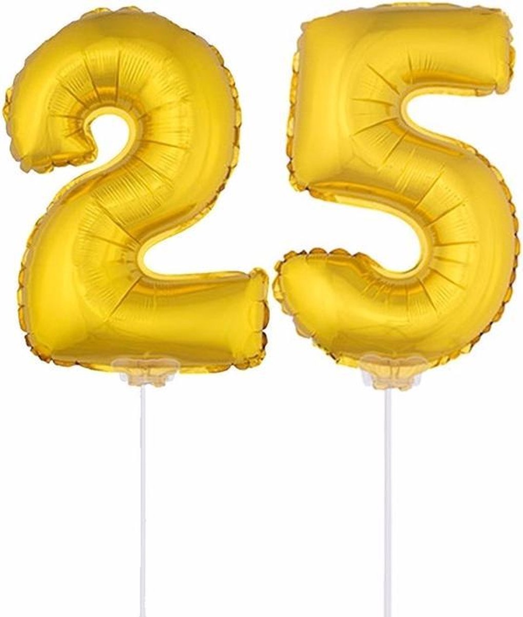 Gouden opblaas cijfer 25 op stokjes | bol.com