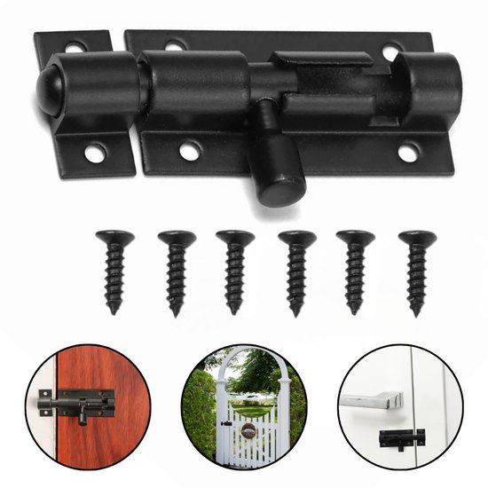 Deurbeveiligingsgrendel - Zwart Aluminium Deurgrendel ...