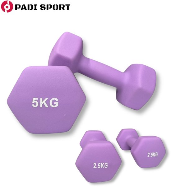 Padisport Dumbells Paars 2.5 En 5 Kg - 5kg Dumbells - Dumbells 5kg - Gewichten Set... | bol