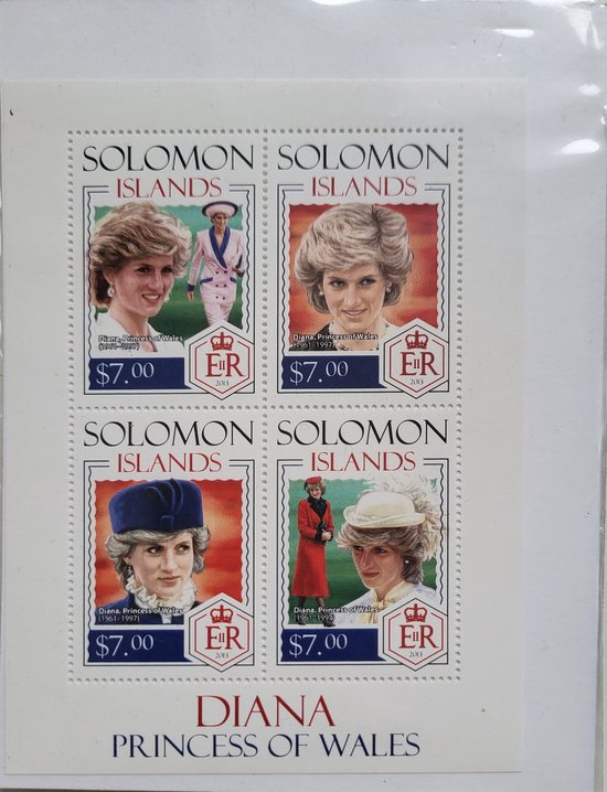 Postzegelvel Solomon Islands Diana Princess of Wales (4x postzegel 7 ...