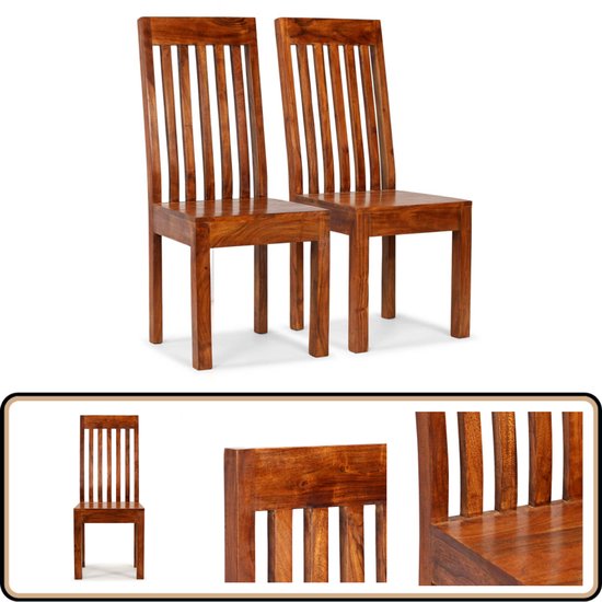 vidaXL Eetkamerstoelen 2 st massief hout honing Eetkamerstoel - Houten Stoel - Acacia... | bol