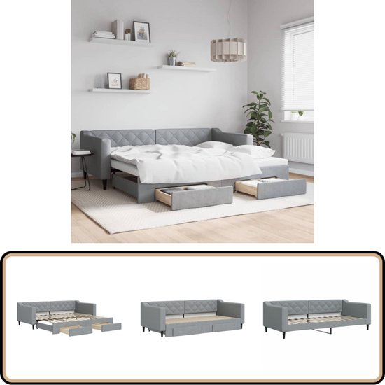 vidaXL Slaapbank met Bedlade 90x200 cm Lichtgrijs Slaapbank - Sofa Bed ...