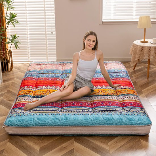 Opvouwbaar Futon Matras - Japanse Vloermat met Vintage Bloemenprint ...