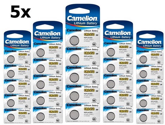 Camelion CR2450 3v lithium knoopcelbatterij - 25 Stuks ( 5 Blisters a 5 Stuks) | bol