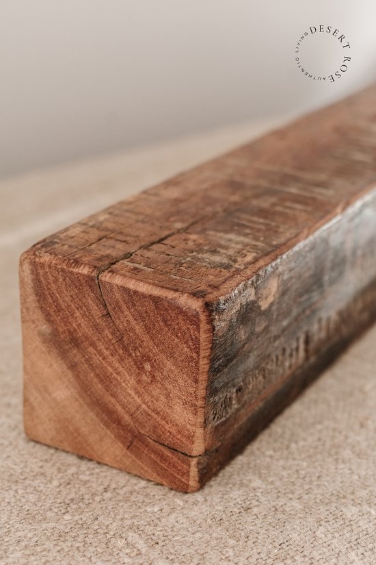 Houten wandplank van oude plafondbalken zwevend 80cm - Vintage ...