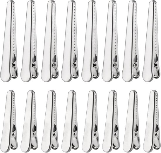 Metalen sluitclips - 16 stuks - roestvrij staal - 2 maten | bol
