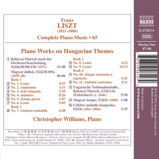 Franz Liszt: Piano Works On Hungarian Themes, Christopher Williams ...