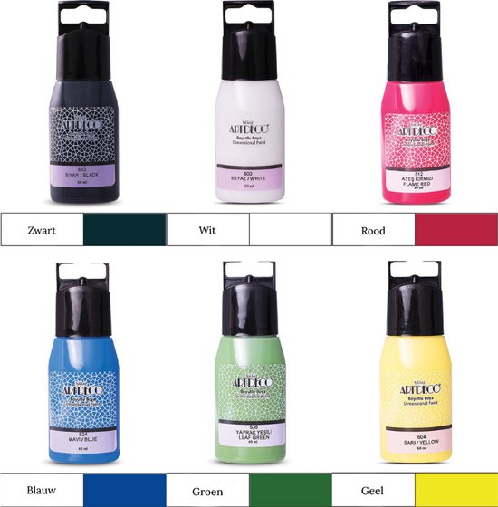 Artdeco Dimensional Paint Set 6x50ml , Relief Paint, Dimensional Fabric ...
