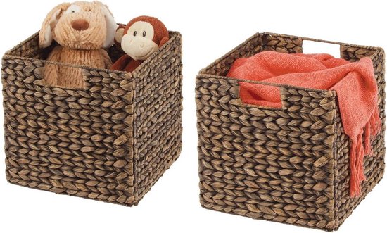 Baskin ® - Opbergmand - Set van 2 - Inklapbaar - Hyacint - Vierkant - Mand - 32 x 32 x... | bol