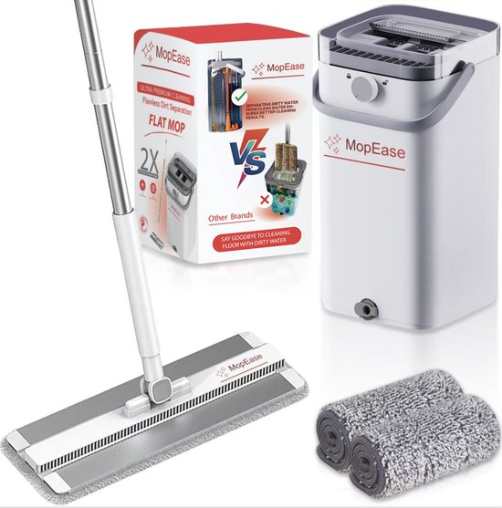 MopEase 2025 Premium Dwijlsysteem Plat Mopset & Emmer – 3-in-1 Systeem ...