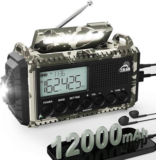 Mesqool® Noodradio - Draagbare Radio - Noodradio Solar Opwindbaar ...