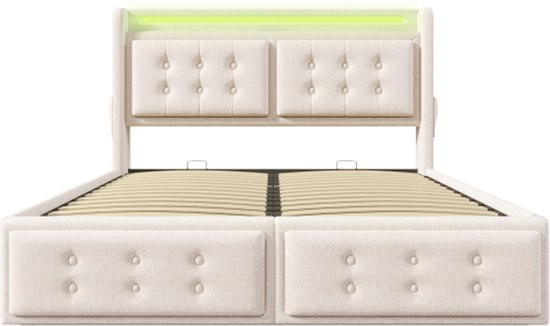Gotagee Gestoffeerd bed 140x200cm tweepersoonsbed (met matras) Beige ...