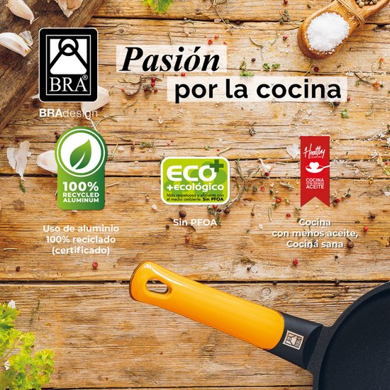 BRA Efficient Orange | Set van 3 koekenpannen, gegoten aluminium, met PFOA-vrije... | bol