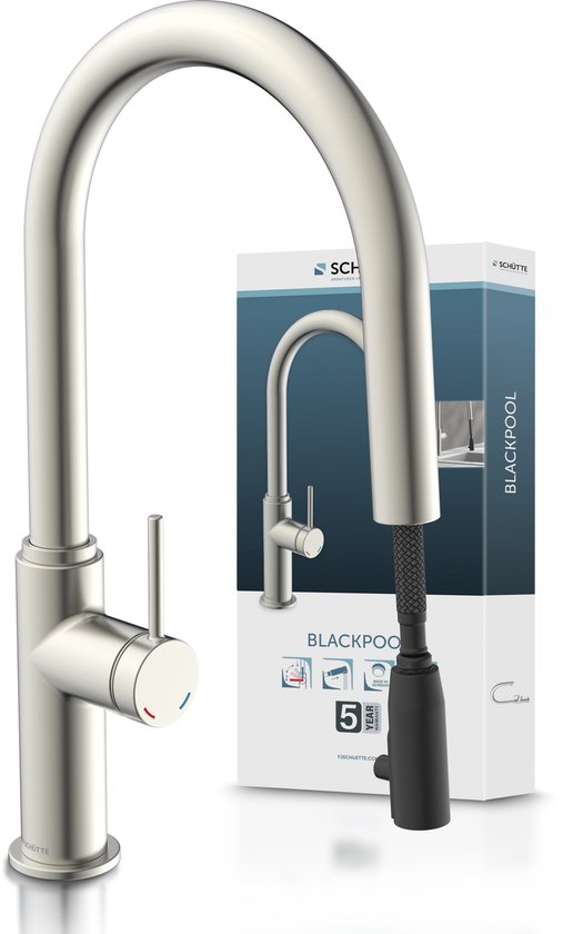 SCHÜTTE BLACKPOOL Keukenkraan - Met uittrekbare uitloop - RVS look | bol