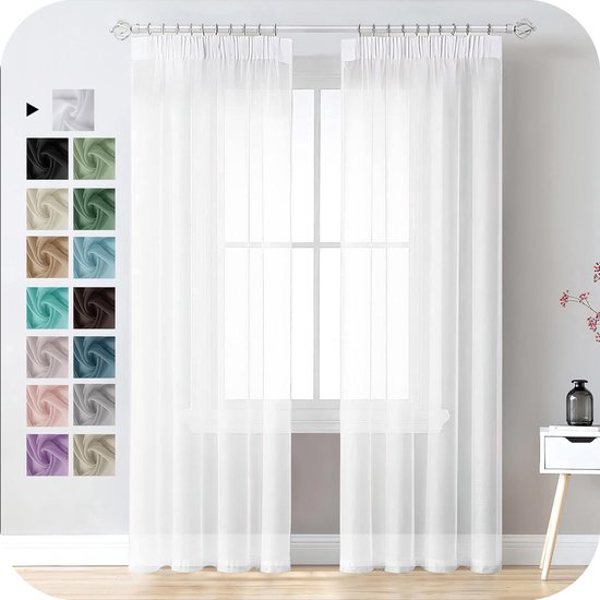 Half-transparante vitrage - moderne uitstraling - 2 stuks - 140 x 225 ...