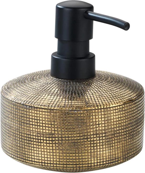 Zeepdispenser Rivara - keramiek - 1 stuk - goud - 10,5 x 12 x 10,5 cm | bol