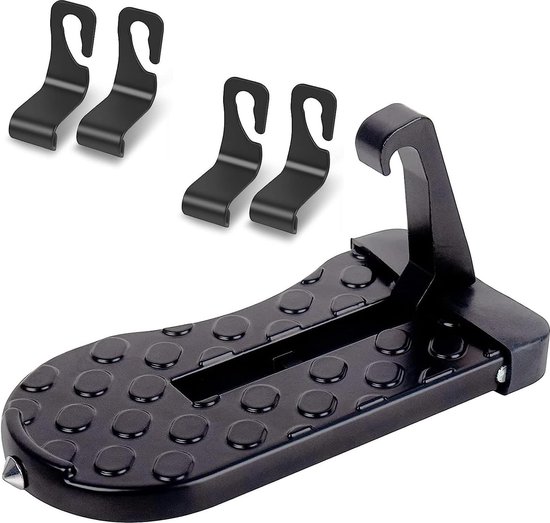 Goodivery ® Opvouwbare Autodeur Pedaal met Veiligheidshamer en 4 Haken ...