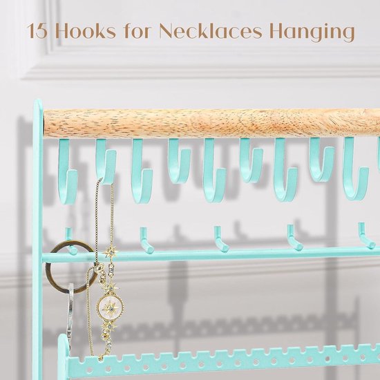 6 Tier Sieraden Stand Ketting Houder met 15 Haken - Aqua Kleurrijk ...