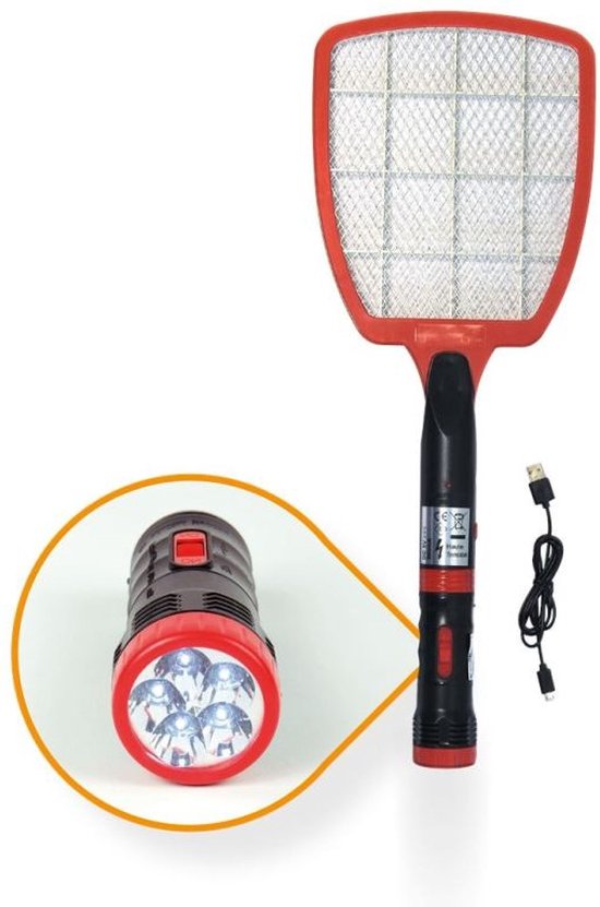 FLY SHOCK & Flash – Vliegenmepper elektrisch – Zaklamp met 5 ledlichten ...