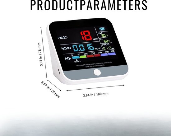 LifeStages - Fijnstofmeter - Mini-Luchtkwaliteitsmonitor - Formaldehyde ...