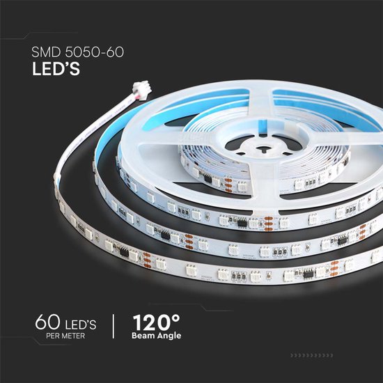 V-TAC VT-5050 Smart LED Strip Kits - IP20 - RGB - 10m rol | bol
