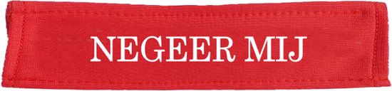 Sleeve voor hondenriem "NEGEER MIJ", Maat L, Kleur Rood | bol