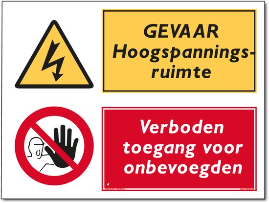 Gevaar Hoogspanning Verboden met water te blussen bord - Bord 300 x 400 ...