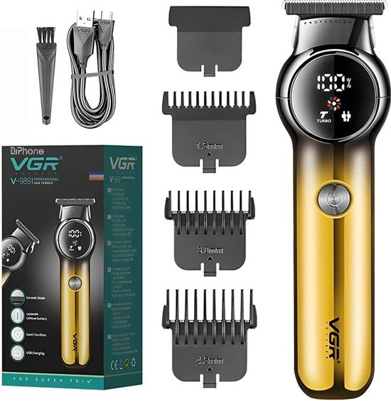 DrPhone VGR Tondeuse V-989 | Draadloze Professionele Haartrimmer met Dual-Speed,... | bol