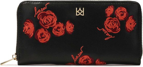 Black zip wallet with red roses | bol