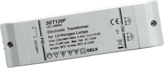 SELF SET-120F - SET120F Halogen Trafo Transformator 12V 35-120 Watt dimmbar | bol