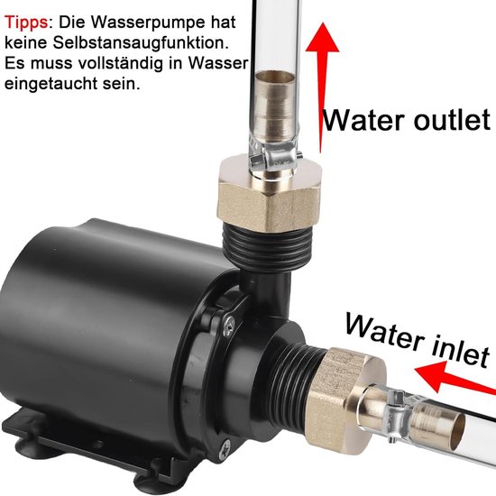 Waterpomp met buitendraad 500 l/u 4 W dompelpomp kleine fonteinpomp met ...