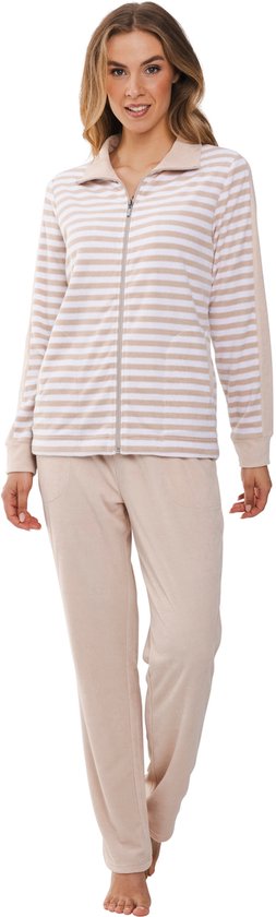 Pastunette Huispak Beige Dream - Badstof - Beige/Wit - Rits - Maat 42 | bol