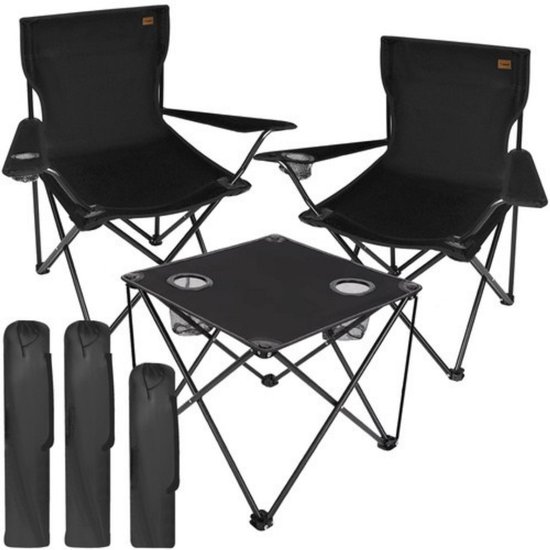 MOZY® - Visstoelen met Tafel - Zwart - tot 100 kg - met Bekerhouder - 2 ...