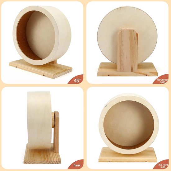 Houten loopwiel voor hamsters - Ø 15 cm - Geluidsarm en kurk loopvlak - Accessoires... | bol