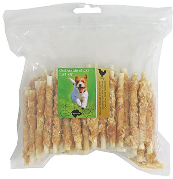 Natuurlijke snack sticks gedraaid - kip 12 cm - 100 stuks | bol