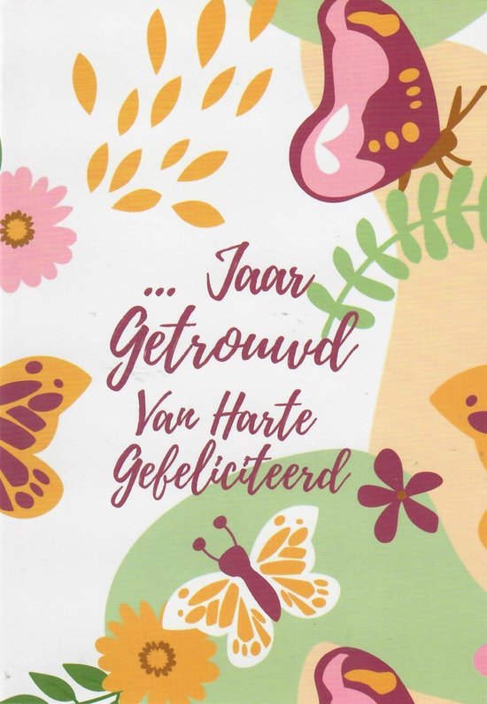 Wenskaart | 10 stuks | ... jaar getrouwd, van harte gefeliciteerd | bol