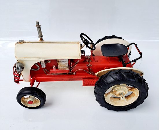 Blikken tractor 8AT178628 - tractor rood/wit - lengte 25 cm boerderij trekker - A TIN... | bol