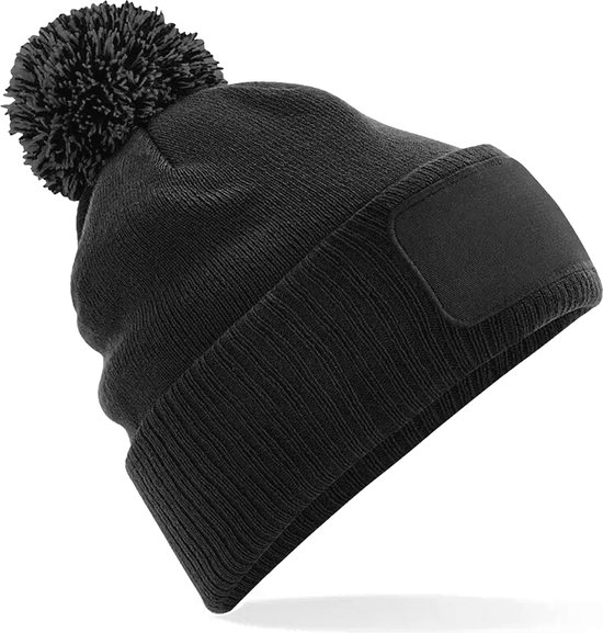 Muts Pom Pom Beanie - Zwart - met uw eigen bedrukking | bol