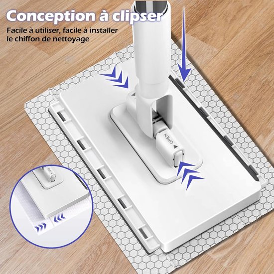 Dweil en platte bezem met roestvrijstalen handgreep - veelzijdig en ...