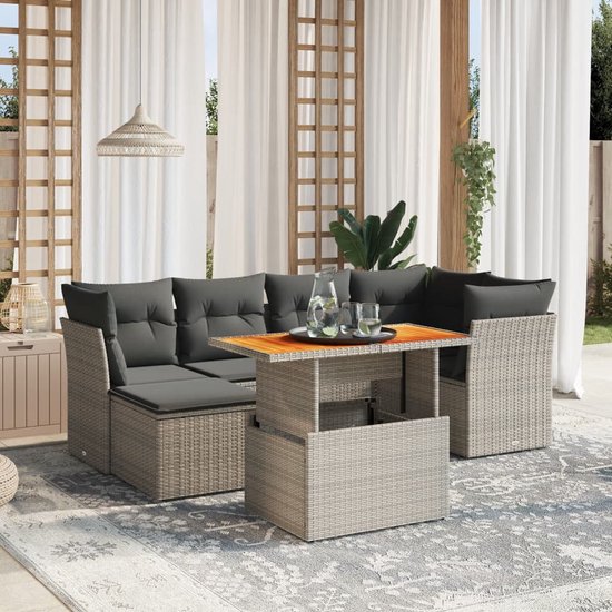 vidaXL Loungeset 7-delig - Poly Rattan - Grijs | bol