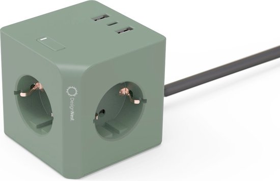 PowerCube Pro 45W USB-C Stekkerdoos - 3 Stopcontacten - 2 USB-A & 1 USB ...